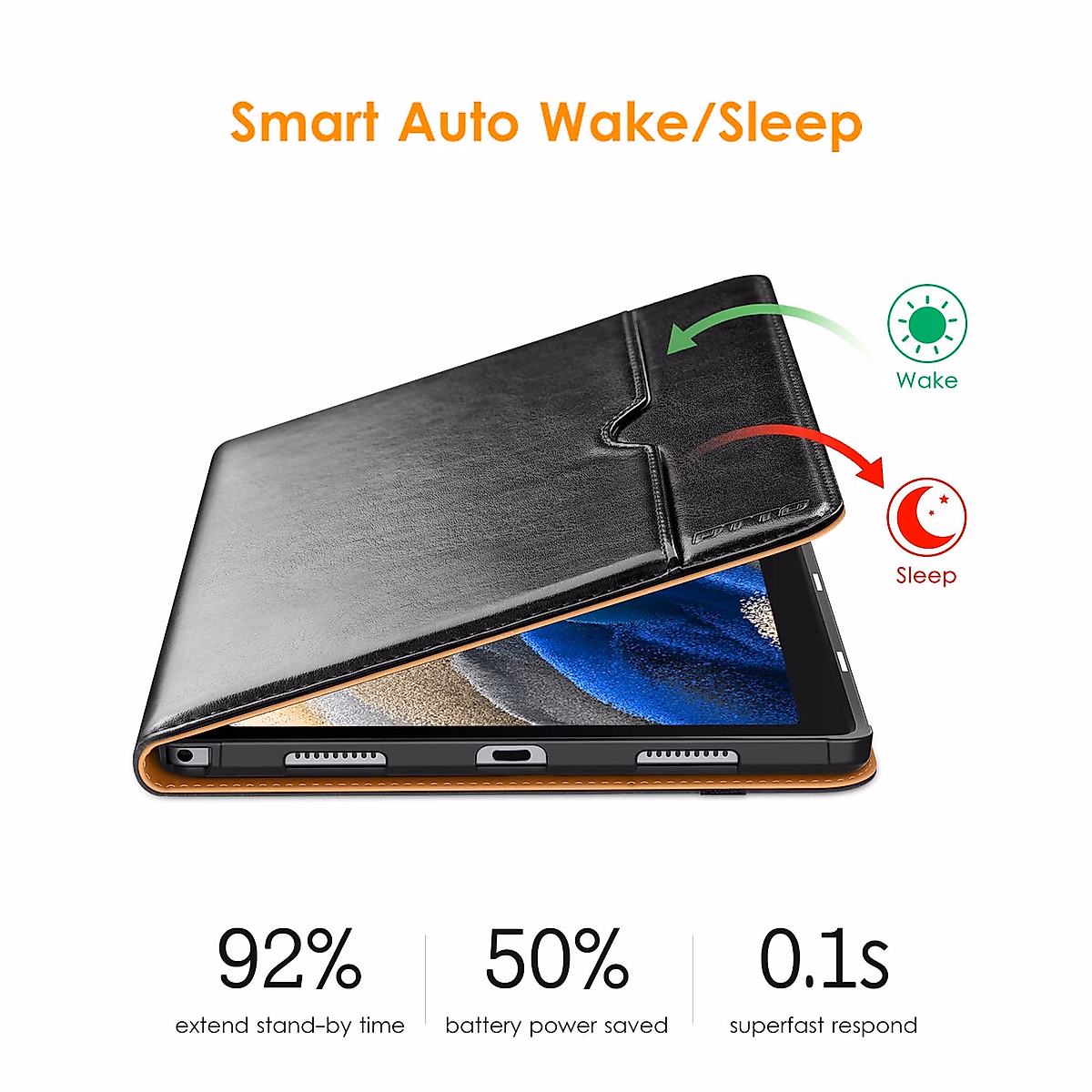 DTTO for Samsung Galaxy Tab A8 10.5 inch Case 2022, Premium Leather Business Folio Stand Cover with 3 Pack HD Tempered Glass Screen Protector for Galaxy Tab A8 10.5" [SM-X200/X205/X207], Black