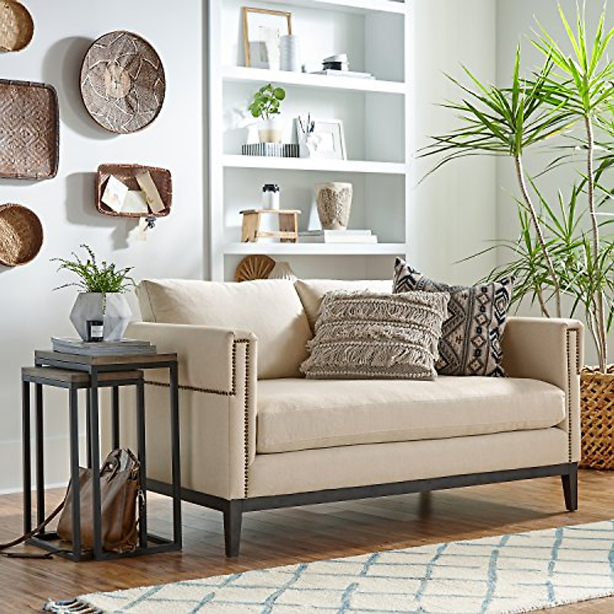 Amazon Brand – Stone & Beam Weston Wood & Metal Nesting Tables, Set of 2, Brown