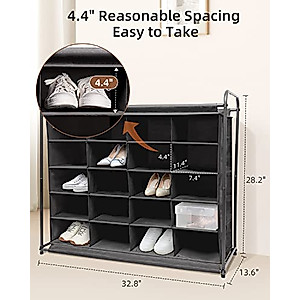 MULISOFT 5-Tier Shoe Cubby with 20-Grid Storage, Shoe Rack Organizer for Maintaining Shoes, Stackable Cubby Shoe Rack, Easy-to-mobile Shoe Organizer Cubby for Entryway, Closet, Bedroom, Garage, Black