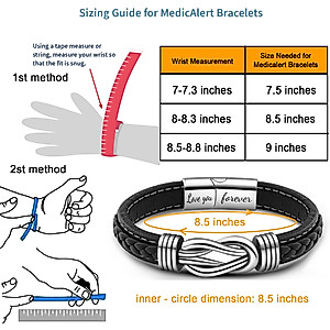 Personalized Bracelet for Boyfriend Husband - Leather Knot Gift for Anniversary or Birthday - Linked Together Forever Love You Always