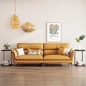 Fixwal C-Shaped End Table Set of 2, Side Tables Couch Table, Snack Table for Living Bedroom Coffee Snack Laptop, Rustic Brown