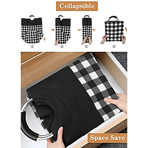 BlissTotes Large Laundry Basket Laundry Hamper Bag Washing Bin Clothes Bag Collapsible Tall With Handles Waterproof Travel Bathroom College Essentials Storage For College Dorm, Family (Black, L)