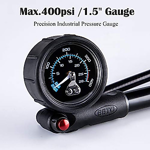 BETO High Pressure Shock Pump - (400 PSI Max) MTB Bike Shock Pump for Fork & Rear Suspension with No-Loss Schrader Valve