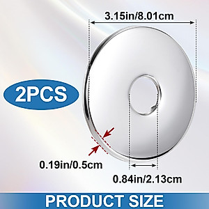 PAGOW 2 Pcs Stainless Steel Shower Arm Flange, Round Escutcheon Plate, Shower Pipe Covers for Bathroom, Shower Faucet Cover Plate for Shower Arms, Pipes - Silver (OD 3.15in, ID 0.84in)