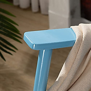 ALIMORDEN Solid Wood Porch Rocking Chair, High Back Slat Reclining Seat Patio Chair, Indoor Outdoor, Blue