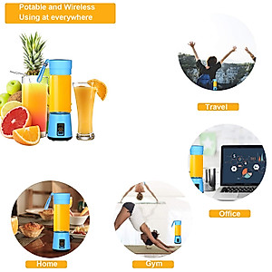 Cotsoco Portable Electric Juicer Cup, USB Rechargeable Personal-use Blender, 400ml Capacity, Blue