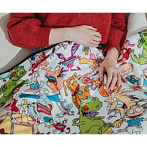 Nickelodeon Cartoon Collage Fleece Throw Blanket | Soft Polyester Cover For Sofa, Bed | 45 x 60 Inches