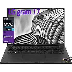 LG 2023 Gram 17 Ultra Lightweight Business Laptop,13th Intel Evo Platform 12-Core i7-1360P,17.3'' IPS WQXGA (2560x1600) 16:10 Display,80Wh Battery,Backlit KB,WiFi 6E,Win11 PRO(16GB|1TB SSD) Black