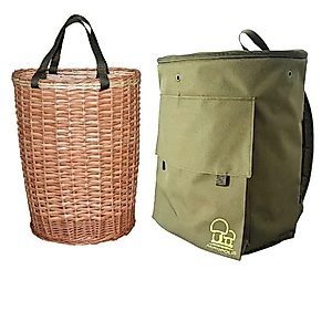 Acropolis Wicker Forage Basket - Backpack for Mushroom Picking - Mushrooms Rucksack - Foraging Backpack with Straps for Forager - Belt Forage Basket Pouch for Camping