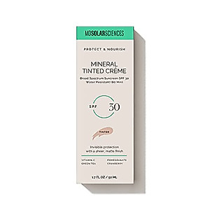 MDSolarSciences Mineral Tinted Crème SPF 30 Sunscreen for Face – Water-Resistant, Broad Spectrum UV Protection – Blendable Micronized Zinc Oxide Cream – Smooth, Natural Matte Finish, 1.7 Fl Oz