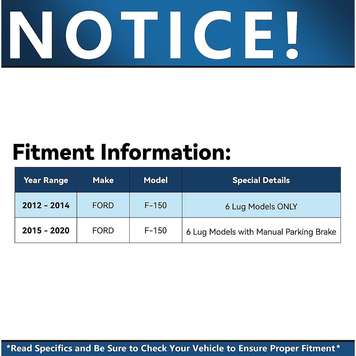 Detroit Axle - 6 Lugs Brake Kit for 12-20 Ford F-150 [with Manual Parking Brake] Ceramic Brakes Pads 2012 2013 2014 2015 2016 2017 2018 2019 2020: 13.78'' inch Front and 13.70'' inch Rear Brake Rotors