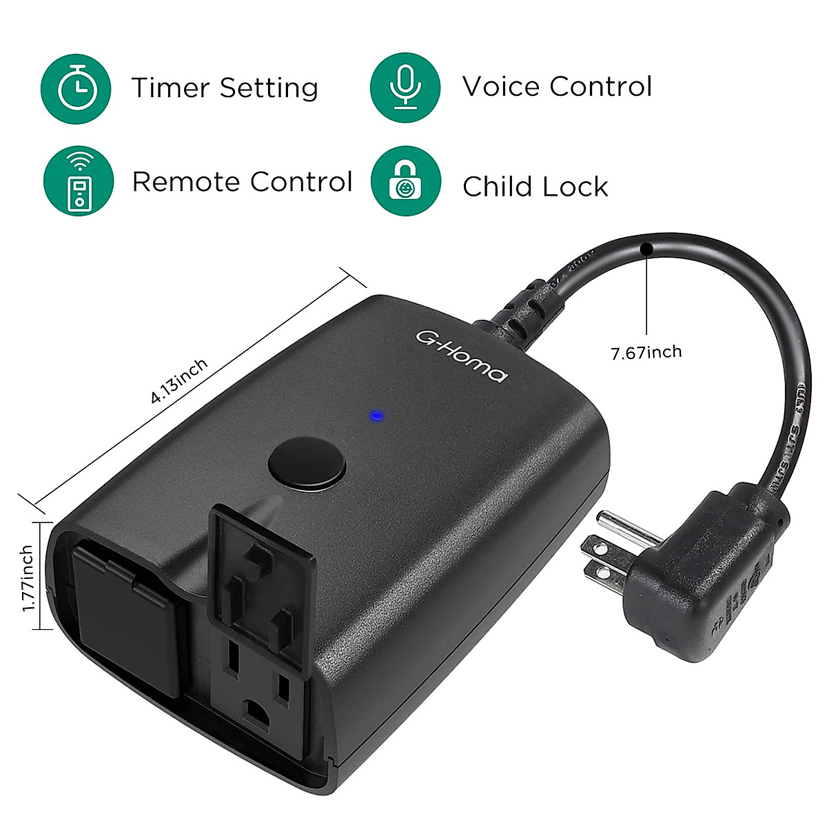 G-Homa Outdoor Smart Plug Waterproof, Wi-Fi 15A Plugs with 2 Sockets, Smart Outlet Work with Alexa and Google Home, No Hub Required, FCC&CSA Certified, 2.4GHz WiFi Only