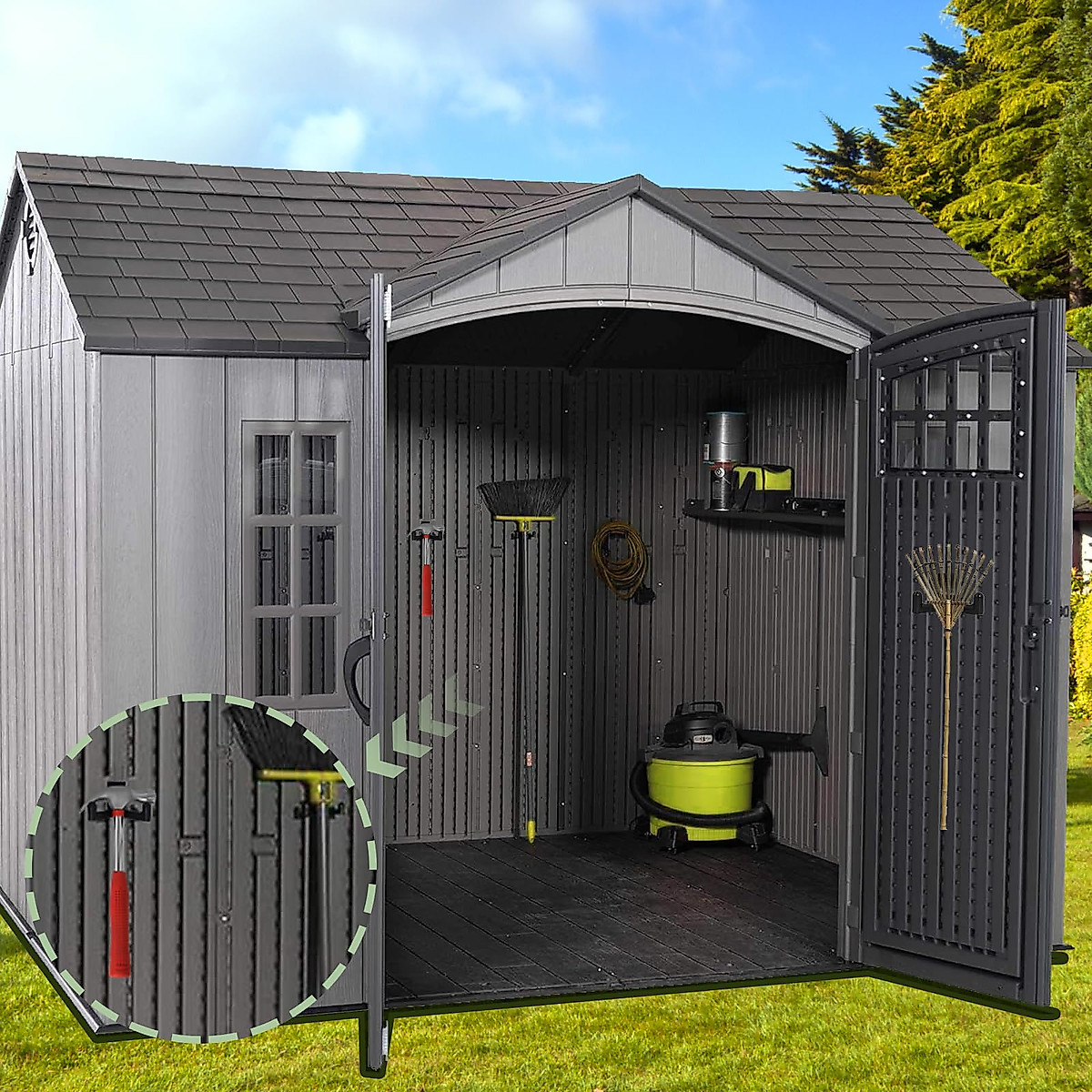 Swess Tool Hooks Compatible with Lifetime Shed Accessories, Storage Shed Accessories Kit Garden Tool Organizer for Lifetime(Excluding Horizontal Siding), 10 Pack