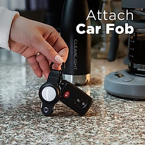 KeySmart Air - Compact Keyholder for Airtag - Key Organizer and Case for Apple Airtag - Includes Carabiner Keyring Key Chain to Attach Car Key Fob - Smartshield Leather Keychain (Black)