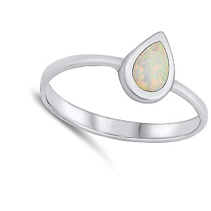 Simple Teardrop Statement Ring New .925 Sterling Silver Band Size 7