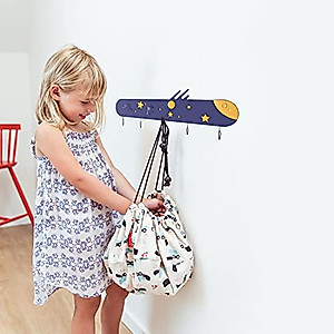 Kids Coat Rack Wall Mounted - Self Adhesive Small Hooks for Boys and Girls - Decorative Children Plastic Storage Hanger for Hanging Clothes, Towels, Keys, Scarf, Small Bags