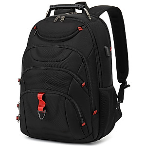 Boavan Laptop Backpack for men, 17.3 inch Laptop Bag with USB Port, Waterproof Travel Work Backpack Purse, Anti-Theft Teacher Nurse Doctor Casual Bookbags Office Business backpack ，Black