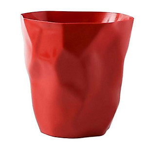 Laqerjc Plastic Trash can, Irregular Geometric Trash can, Garbage Container, Kitchen Trash can, Red S