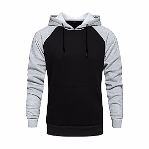 Mens Hoodies, Hoodie Men Men's Hoodies Wfh Essentials Street Man Loose Blank Fleece Sweater Large Long Sleeve Hoodie Cropped Colorblock Blue Line Rap Under 20 Dad from (XXL, Dark Gray)