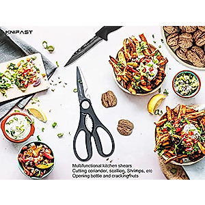 KNIFAST Kitchen Block Knife Set 16 Pieces With Boning Knife and Carving Fork, Manual Sharpening for Chef Knife Set Ultra Sharp