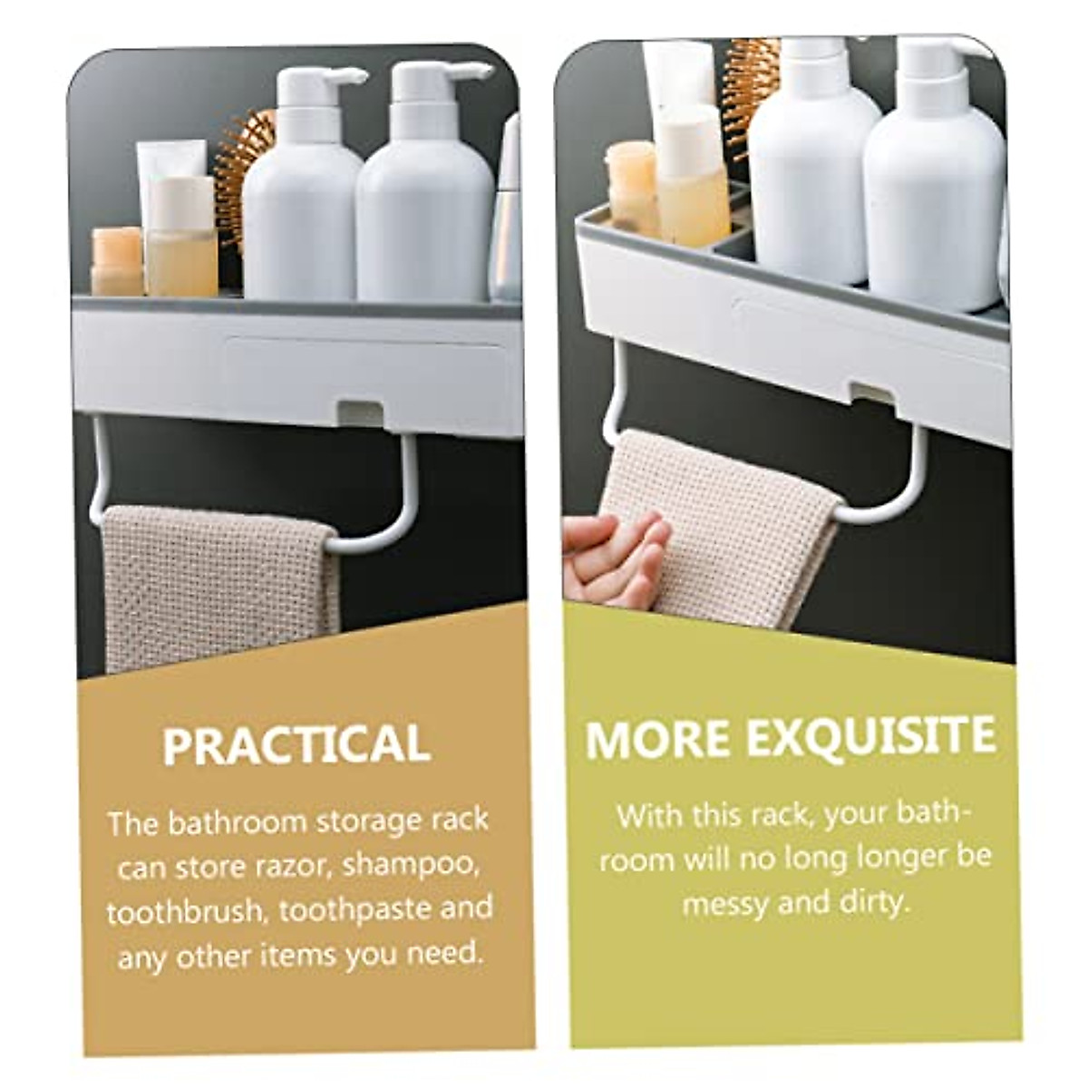 GATHINESS Shelves Bathroom Storage Rack Bathroom Wall Mounted Towel Hanger Adjustable Shelves Corner Shower Pot bar Rack Hand Towel bar Towel Rod Storage Basket Nail Free Shelf