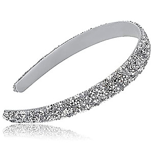 FASOTY Rhinestone Headband Women Girls Fashion Handmade Headband Silver Crystal Diamond Bling Headbands Hair Hoops Sparkle Glitter Beaded Jeweled Hairband Hair Accessories