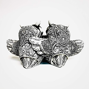 Owl Statue for Home Décor Accents, Owl Figurine Decoration for Living Room Kitchen Bedroom Bathroom, Cute Family Set with Wings All Together, Nice Decor (White/Black)