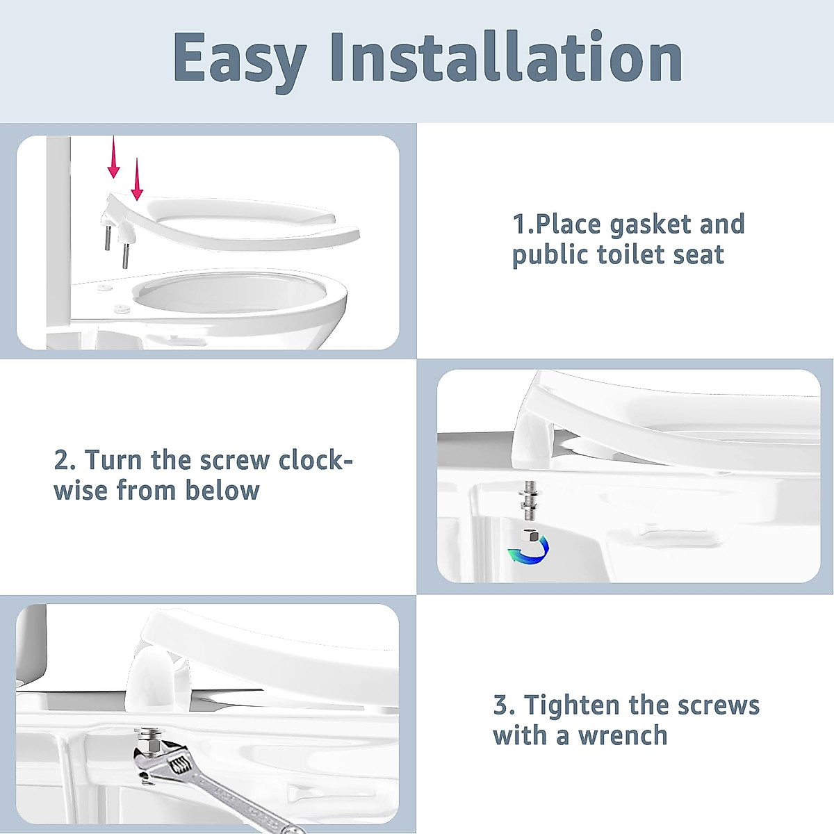 Commercial Toilet Seat Front Open, Toilet Seat Public 18.5 Inch Elongated Toilet Seat for Church, School, Hospital, Office,Heavy Duty Toilet Lid Common(White)