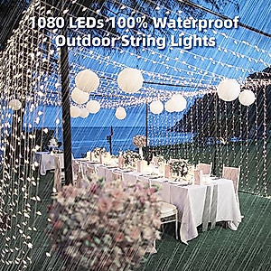 Outdoor Fairy 1080 LED String Lights 364FT - 8 Modes, Remote & Plug-in | Waterproof, Perfect for Christmas, Halloween, Bedroom & Party Decorations (Cool White)