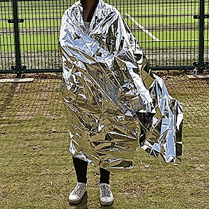 Science Purchase 20 Pack Emergency Mylar Thermal Blankets, 54" x 84", Silver,Large, 73MYLARPK20