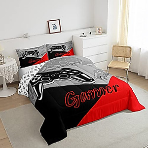 Feelyou Gamer Comforter Set for Boys Teens Gaming Bedding Set Video Game Contoller Home Decor for Kids Down Alternative Comforter Twin Size 2 Pieces 1 Comforter with 1 Pillowcase