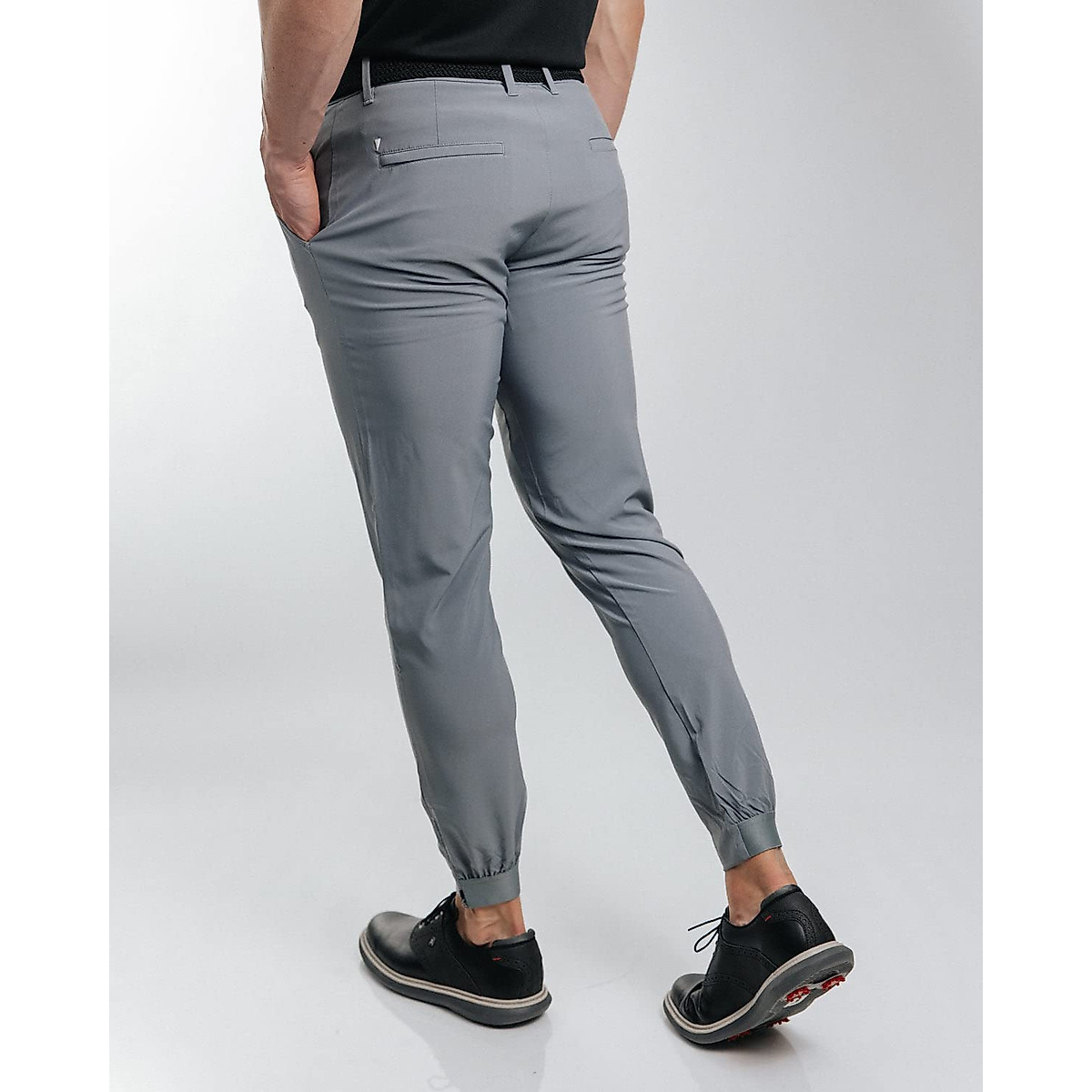 Primo Golf Jogger, Lightweight Four-Way Stretch Golf Pant, 4 Pockets, Inner Gel Waistband, Elastic Zipper Ankles, Light Gray, 30 Regular