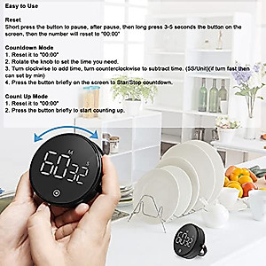 Hahago Timer, Kitchen Timer, Digital Timer, Magnetic Timer with Large Led Display Volume Adjustable, Countdown / Countup Timer, Desk Timer with Bracket for Cooking Fitness Baking Studying Teaching