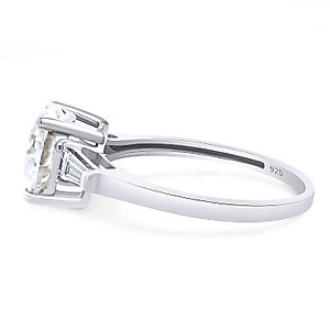 SAVEARTH DIAMONDS 2 Carat 8MM Heart & Tapered Baguette Cut Lab Created Moissanite Diamond Promise Engagement Ring In 14K White Gold Over Sterling Silver Jewelry For Women (VVS1 Clarity)-8