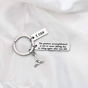 FUSTMW Hockey Gift Ice Hockey Charm Keychain Inspirational Hockey Team Gift Ice Hockey Players Gift for Hockey Moms & Coaches (silver)