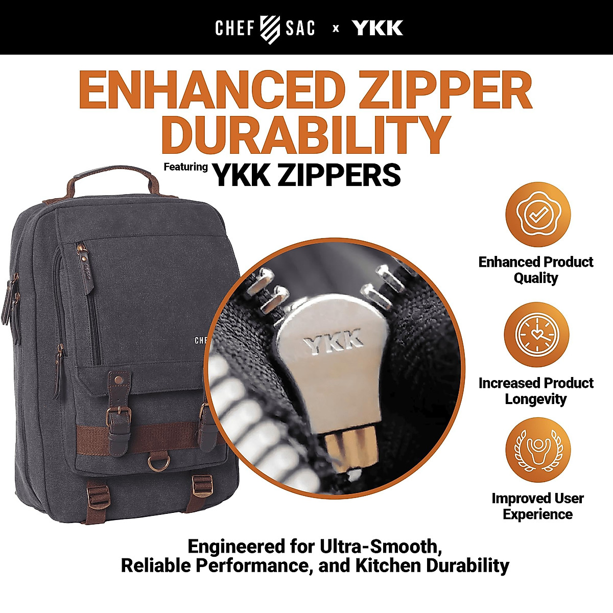 Chef Knife Bag Retro Backpack | 20+ Slots for Knives and Chef Tools | Knife Carrying Case with Hidden Back Pocket for Tablet | Sturdy Knife Bags For Chefs & Culinary Students | Premium Canvas (Black)