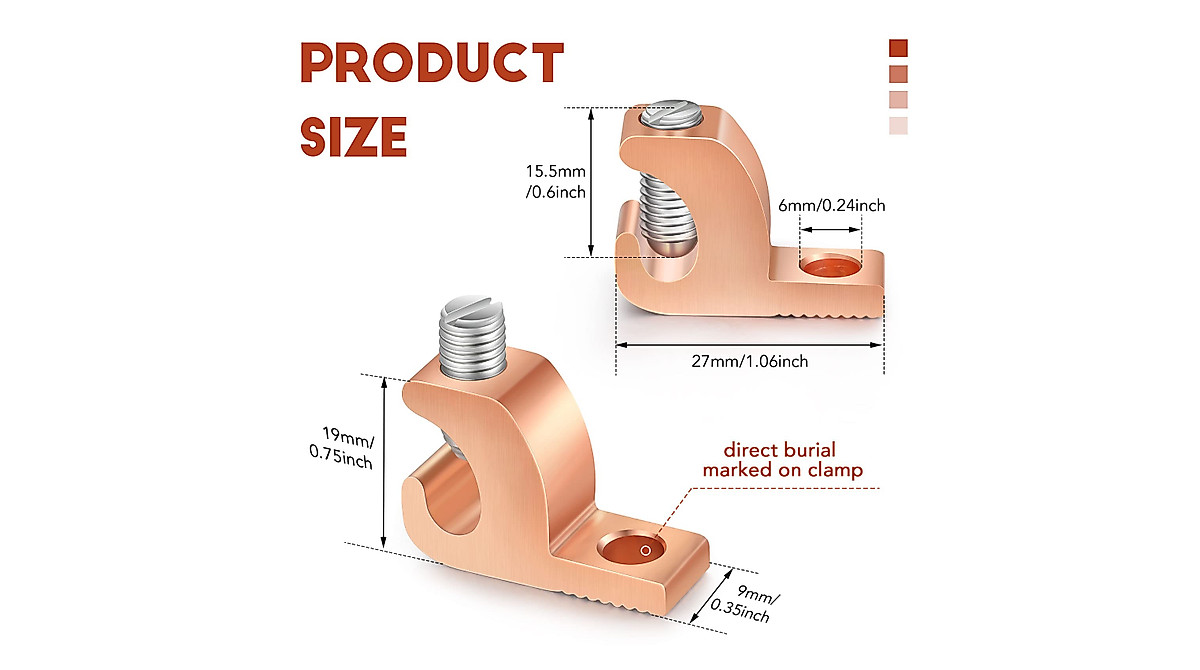 10 Pack Lay in Connector Pool Bonding Lug Copper Conductor Lay in ...