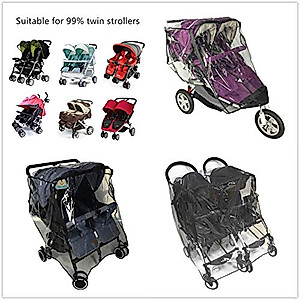 Stroller Rain Cover,Universal Rain Cover for Side by Side Baby Stroller, Double Stroller Cover for Rain and Wind,Baby Outdoor Activities Accessories.