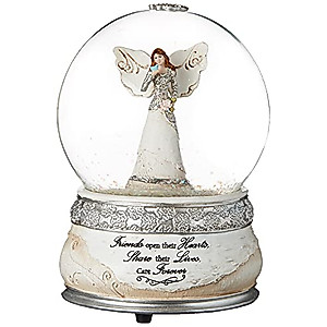 Pavilion Gift Company 82304 Elements Friends Angel Musical Waterglobe, 6-Inch/100mm, Inscription Friends Open Their Hearts Share Their Lives, Care Forever , White