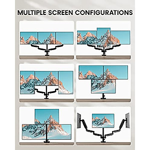 ErGear Triple Monitor Mount for Desk, 3 Monitor Stand with Gas Spring Adjustable Monitor Arm Fit Three Screens 13 to 27 inch Flat/Curved LCD Computer Screens Holds Max 17.6lbs with Clamp