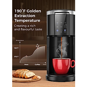 COWSAR Single Serve Coffee Maker, Coffee Brewer for K-Cups Pods and Ground Coffee, Capsule Coffee Machine with 40 Oz Water Tank, 5 Brew Sizes Up To 14 Oz, Black