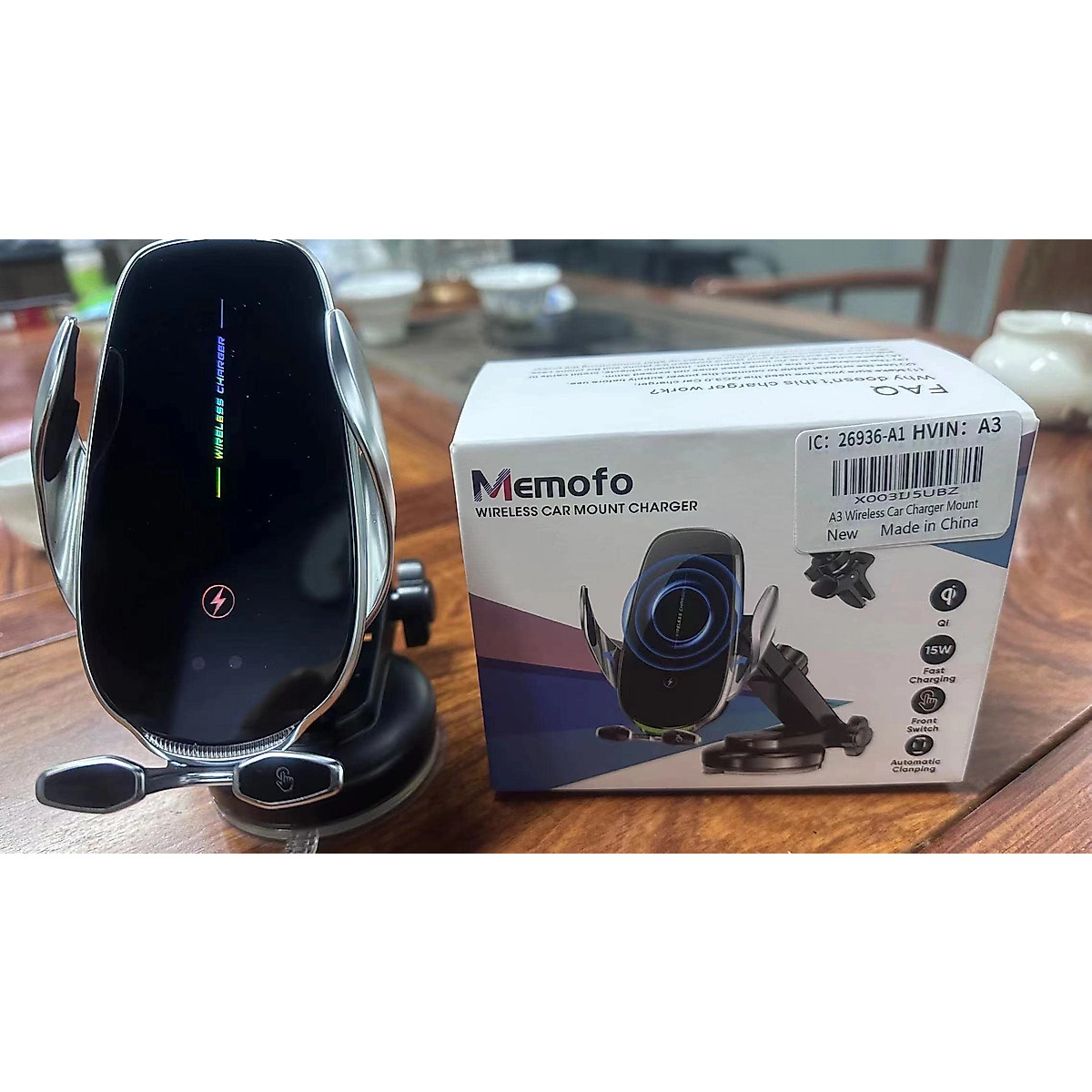 Wireless Car Charger Mount,Memofo 15W Fast Car Phone Holder Mount Wireless Charging Auto-Clamping, for iPhone 14 13 12 11 Pro Max Xs, Samsung Galaxy S21 S20, S10+ S9+ Note 9, etc…