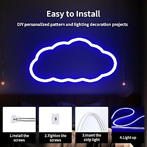iNextStation Blue 16.4ft Neon LED Strip Lights, Flexible & Waterproof, Cuttable & Dimmable, IP65, 600 SMD LEDs, 12V Direct Current, Suitable for Indoor and Outdoor Use