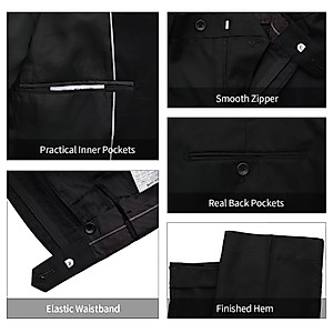 WEEN CHARM Men's Suits Slim Fit,3 Piece Suit for Men,2 Button Blazer Jacket Vest Pants with Tie,Men Tuxedo Suit Set Black