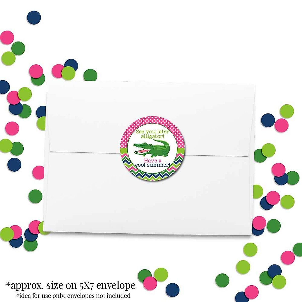 Later Gator End of The School Year Teacher Appreciation Thank You Sticker Labels for Girls, 40 2" Party Circle Stickers by AmandaCreation, Great for Envelope Seals & Gift Bags