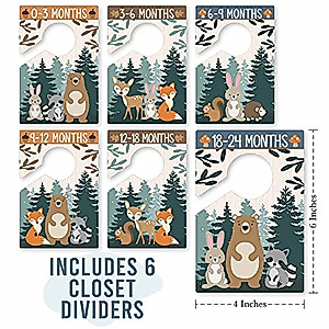 6 Hanger Dividers Baby Closet Size Dividers - Woodland Baby Closet Dividers, Baby Closet Organizer For Nursery Organization, Baby Essentials For Newborn Essentials, Nursery Closet Dividers Girl or Boy