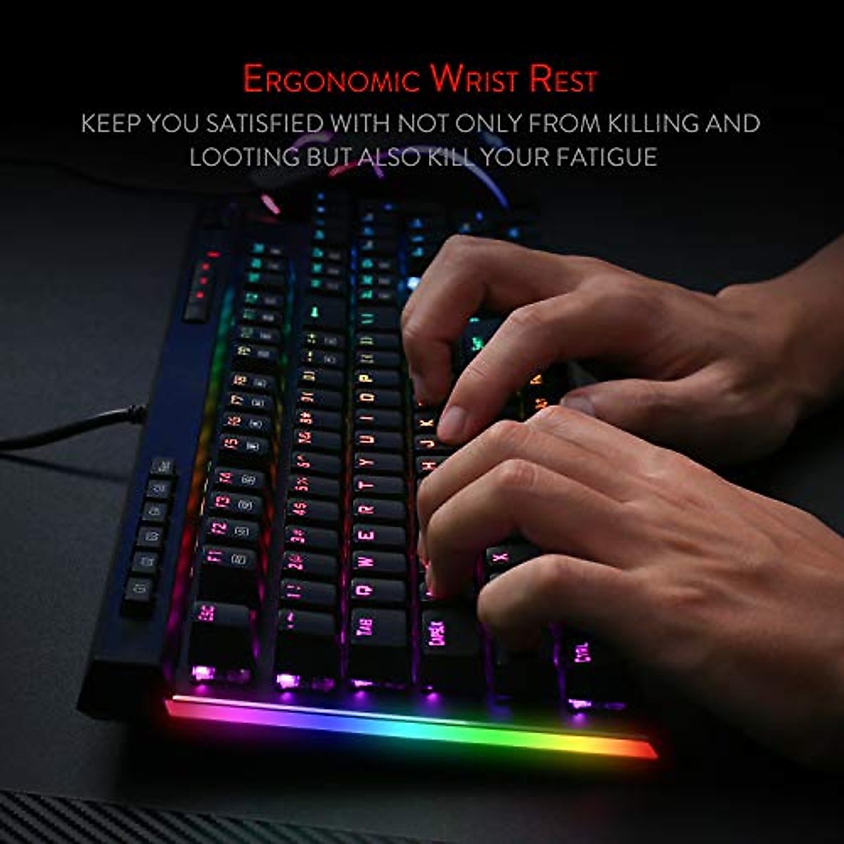 Redragon K580 VATA RGB LED Backlit Mechanical Gaming Keyboard with Macro Keys & Dedicated Media Controls, Onboard Macro Recording (Blue Switches)
