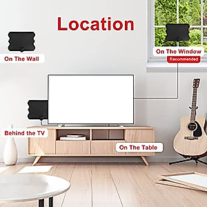 TV Antenna, Antenna TV Digital HD Indoor, 2023 Upgraded Digital TV Antenna Long 400+ Miles Range, Support 4K 1080p Fire TV Stick and All Older TV, Indoor Amplifier Signal Booster, 16ft Coax Cable