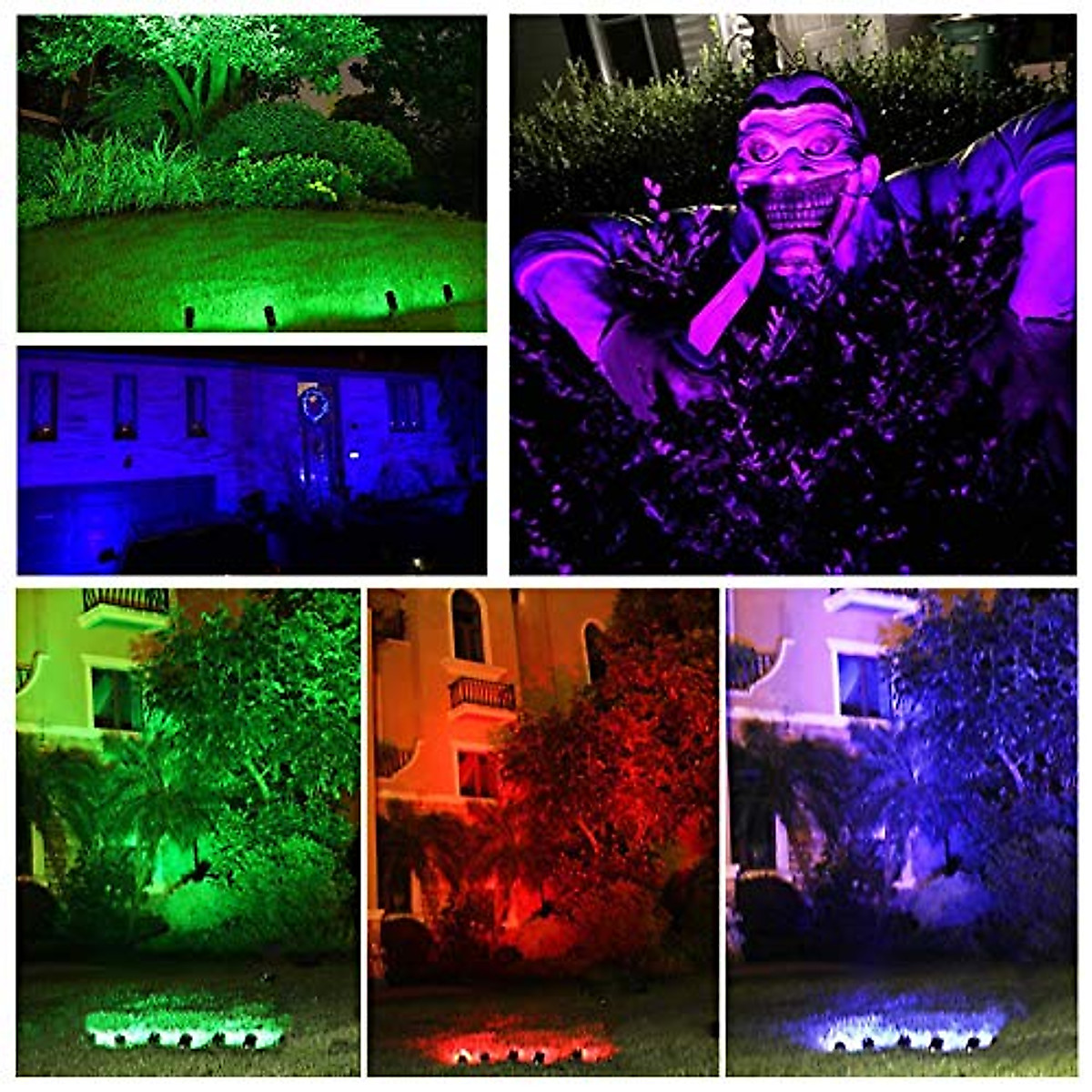 Garden Spotlights, IP66 Waterproof 36 LEDs Multi Colored Landscape Lights RGB Remote Control Outdoor Spotlights with Spiked Stand for Garden Yard Patio Lawn House Flag Tree Statue Pathway - Set of 2