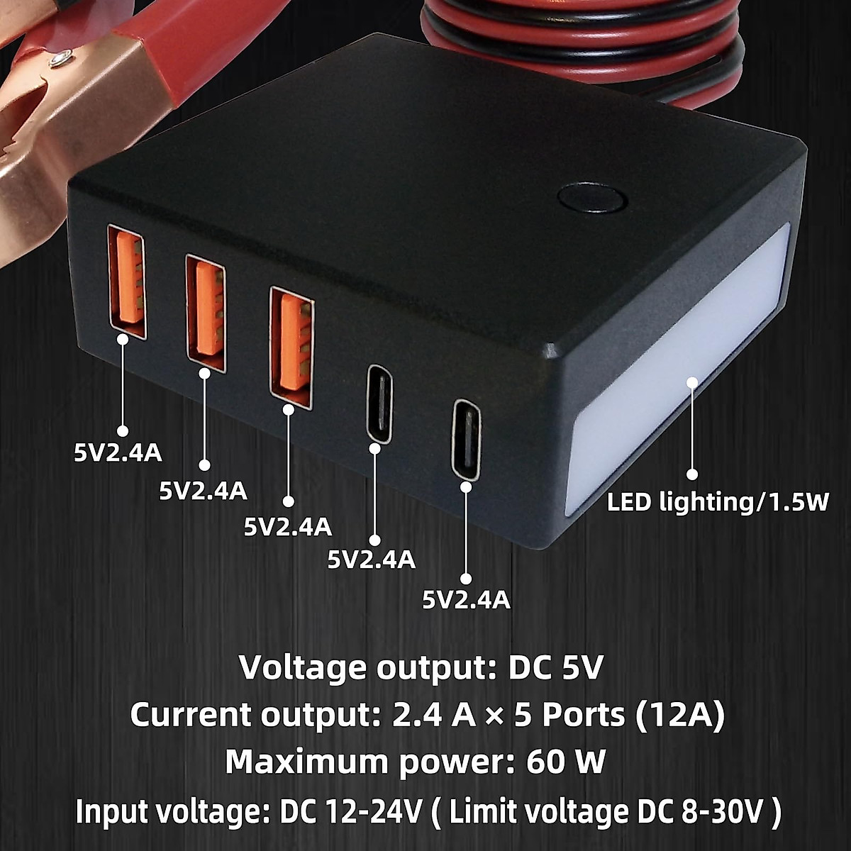 Bejav 24v 12v to USB 5v Step Down Converter 12v USB Charger Multi Port Adapter Compatible with iPhone Samsung USB Device Smart Phone Tablets Charging